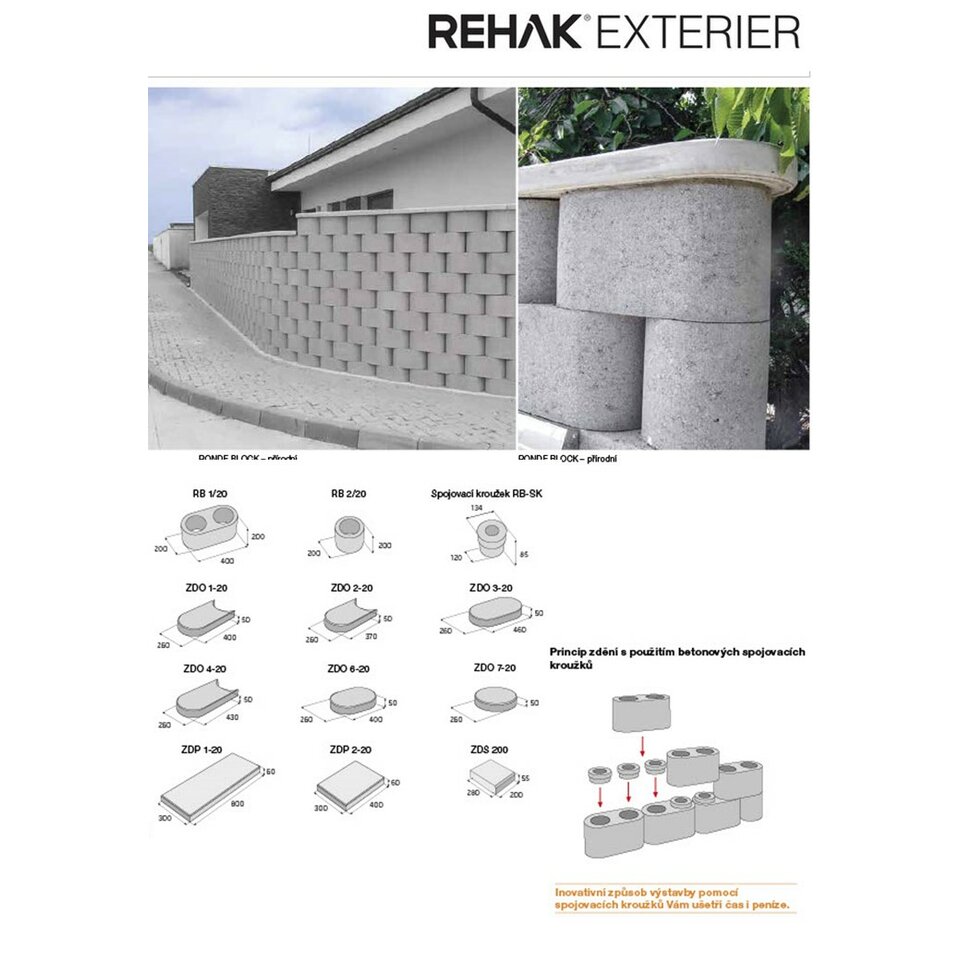 REHAK EXTERIER - Tvárnice - RONDE BLOCK rôzne rozmery a farby
